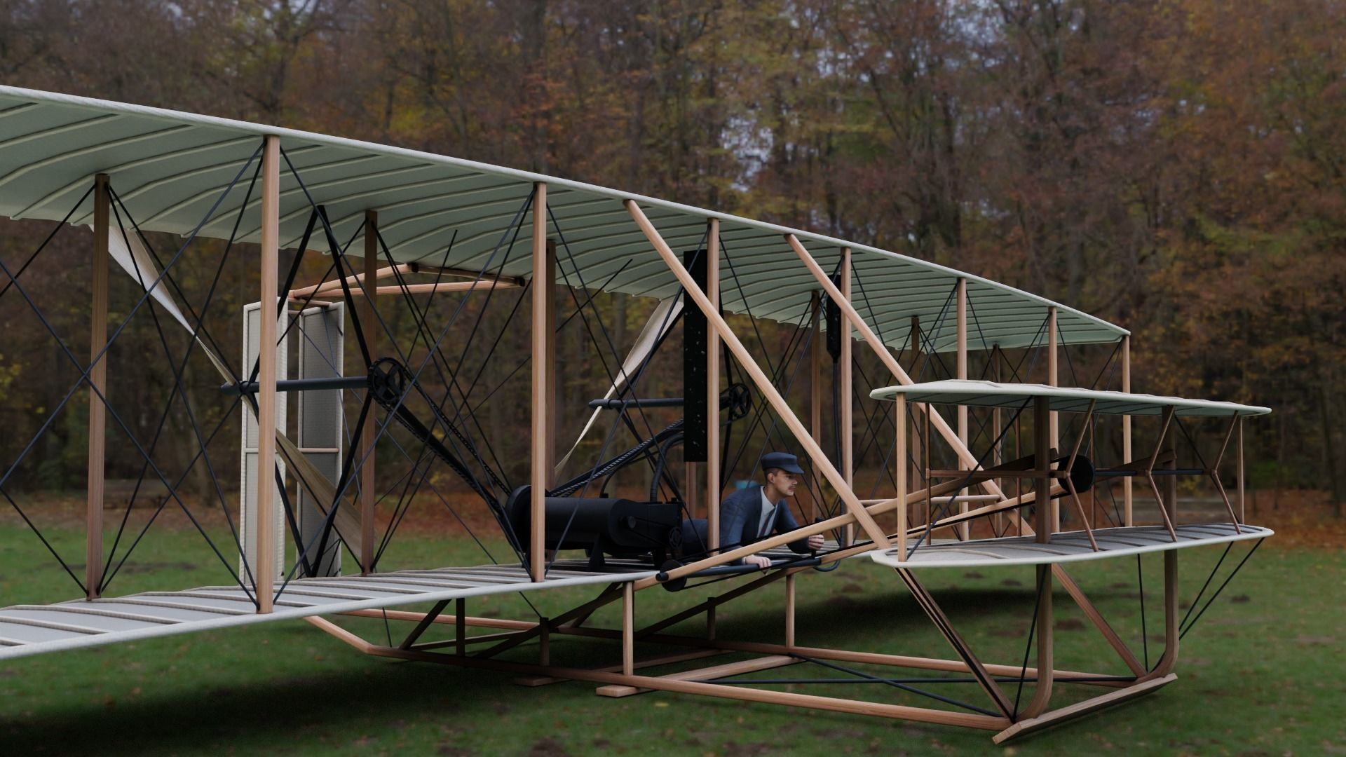 Wright Flyer - 1903 Kitty Hawk 3D model animated rigged | CGTrader