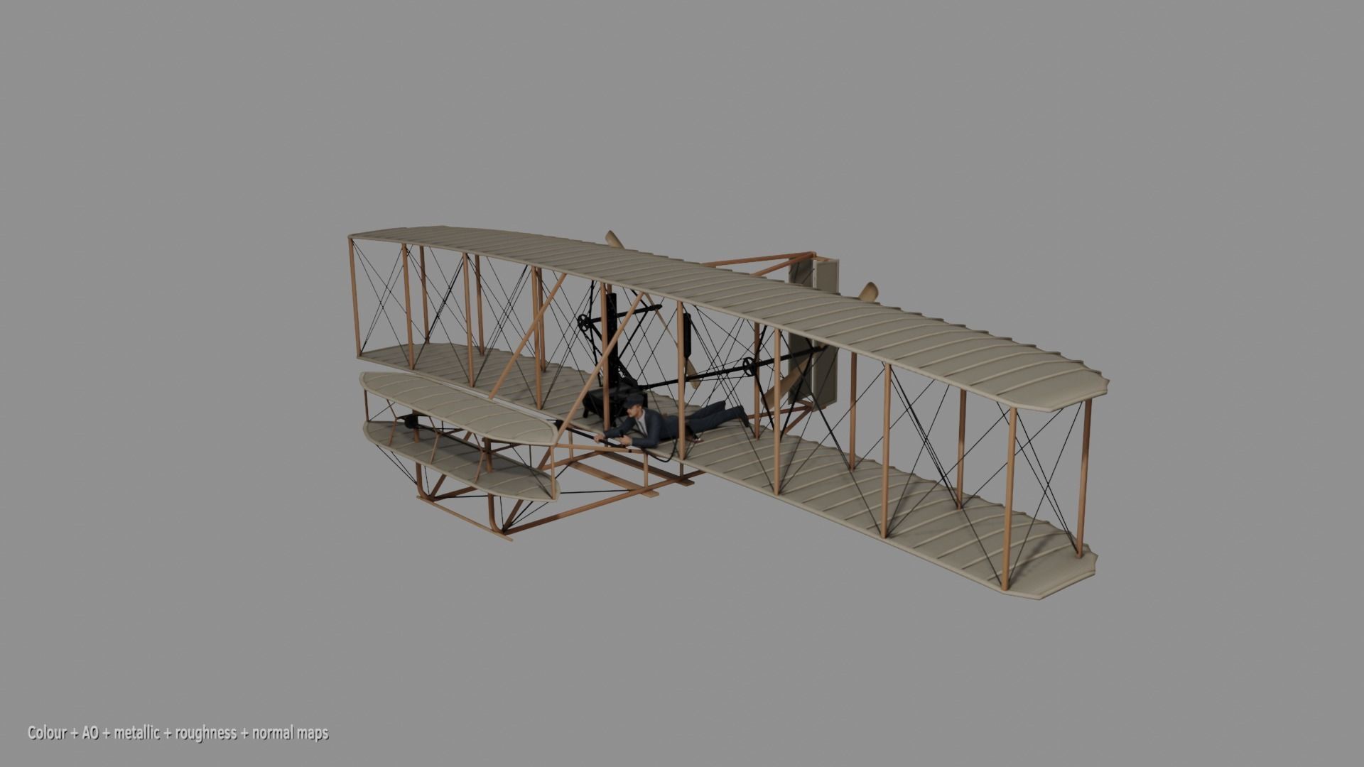 Wright Flyer - 1903 Kitty Hawk 3D model animated rigged | CGTrader