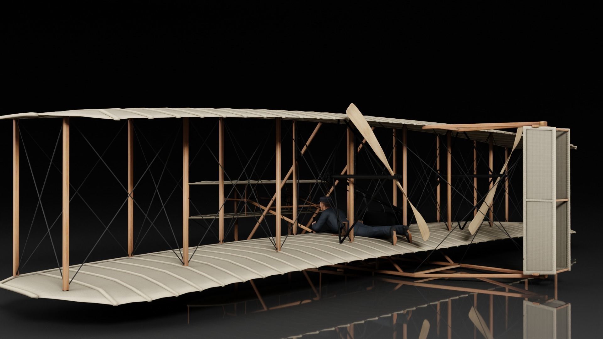 Wright Flyer - 1903 Kitty Hawk 3D model animated rigged | CGTrader