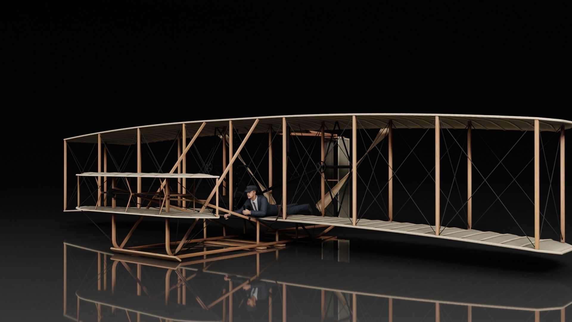Wright Flyer - 1903 Kitty Hawk 3D model animated rigged | CGTrader