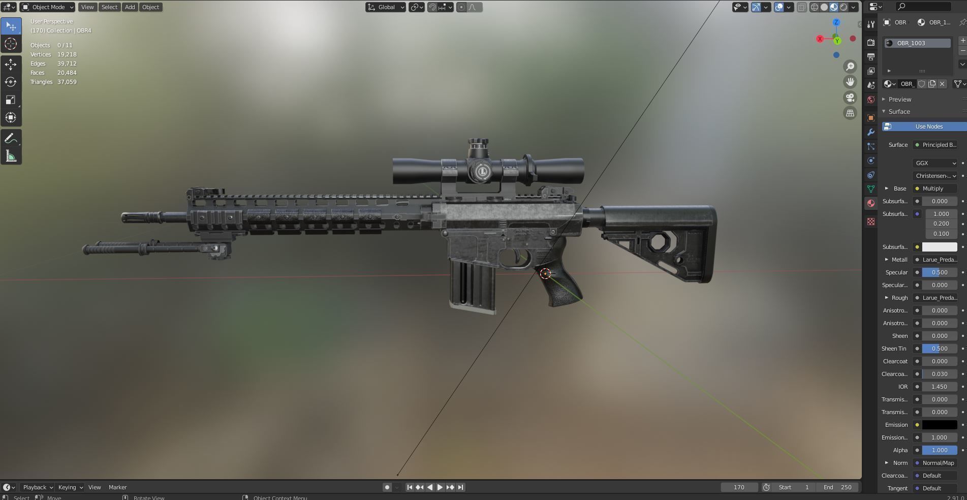 3d Model Larue Tactical Predat Obr 7 62mm Rifle Pbr Vr Ar Vr Ar Low