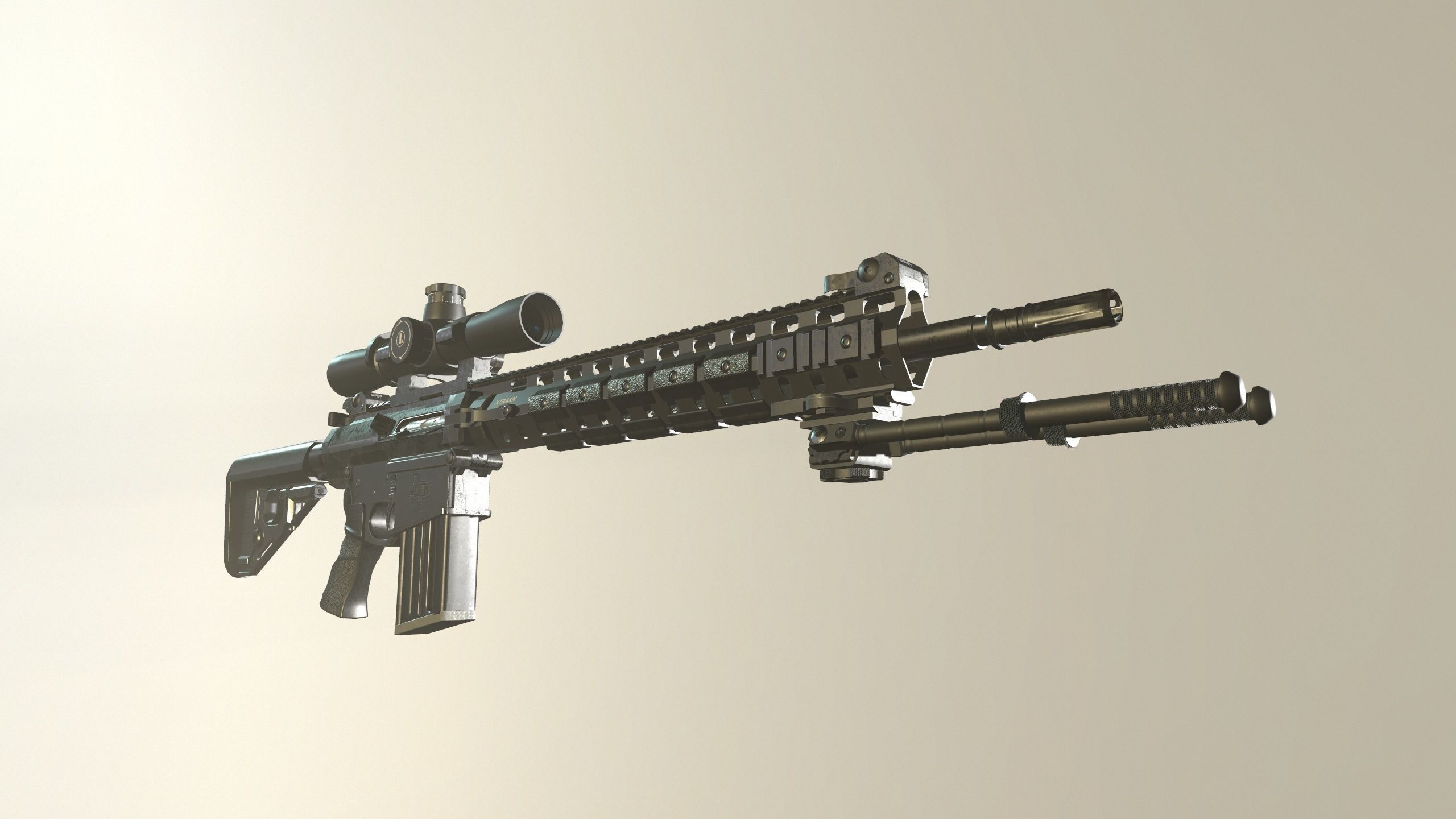 3D model LaRue Tactical PREDAT OBR 7-62mm Rifle PBR VR-AR VR / AR / low ...