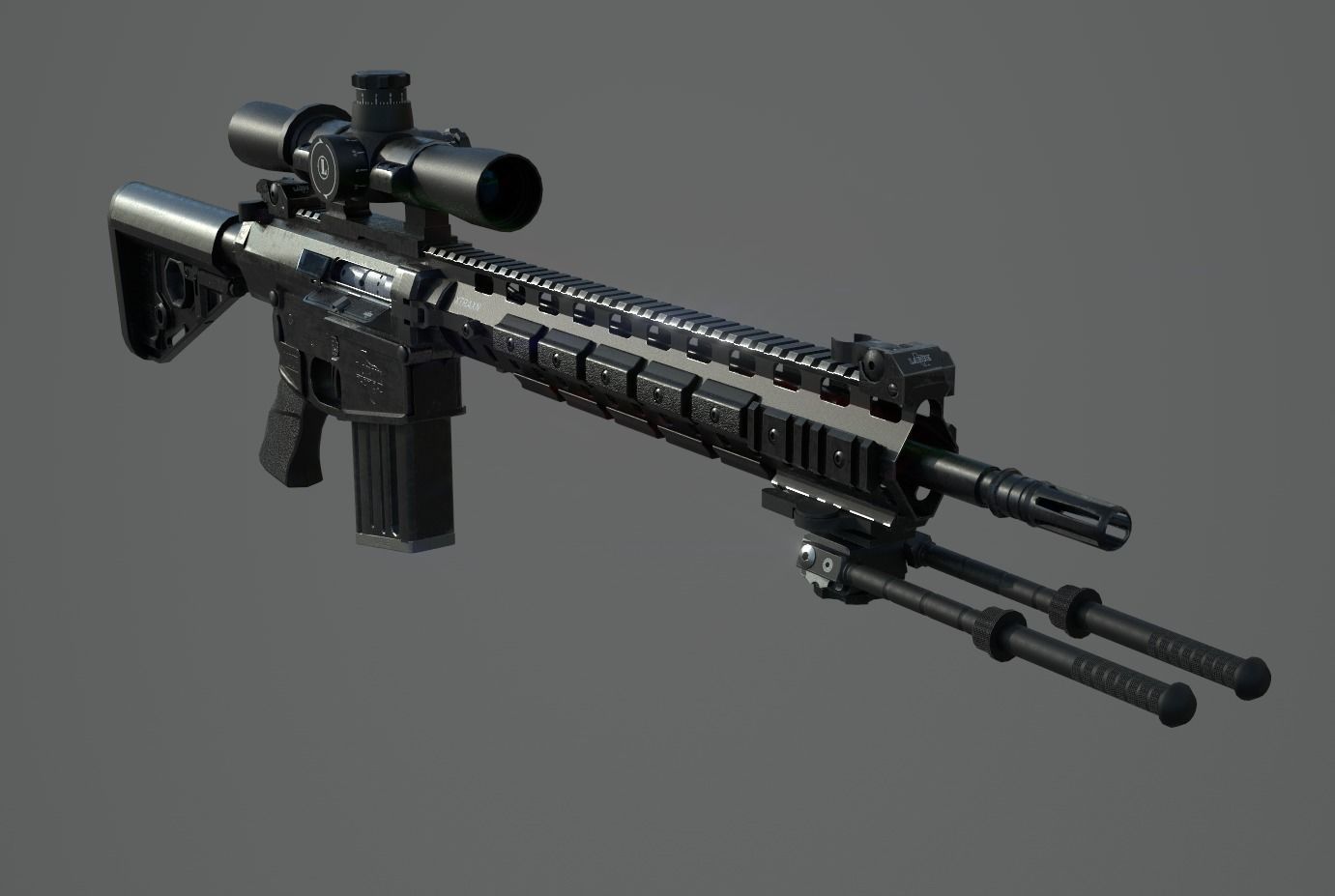 3D model LaRue Tactical PREDAT OBR 7-62mm Rifle PBR VR-AR VR / AR / low ...
