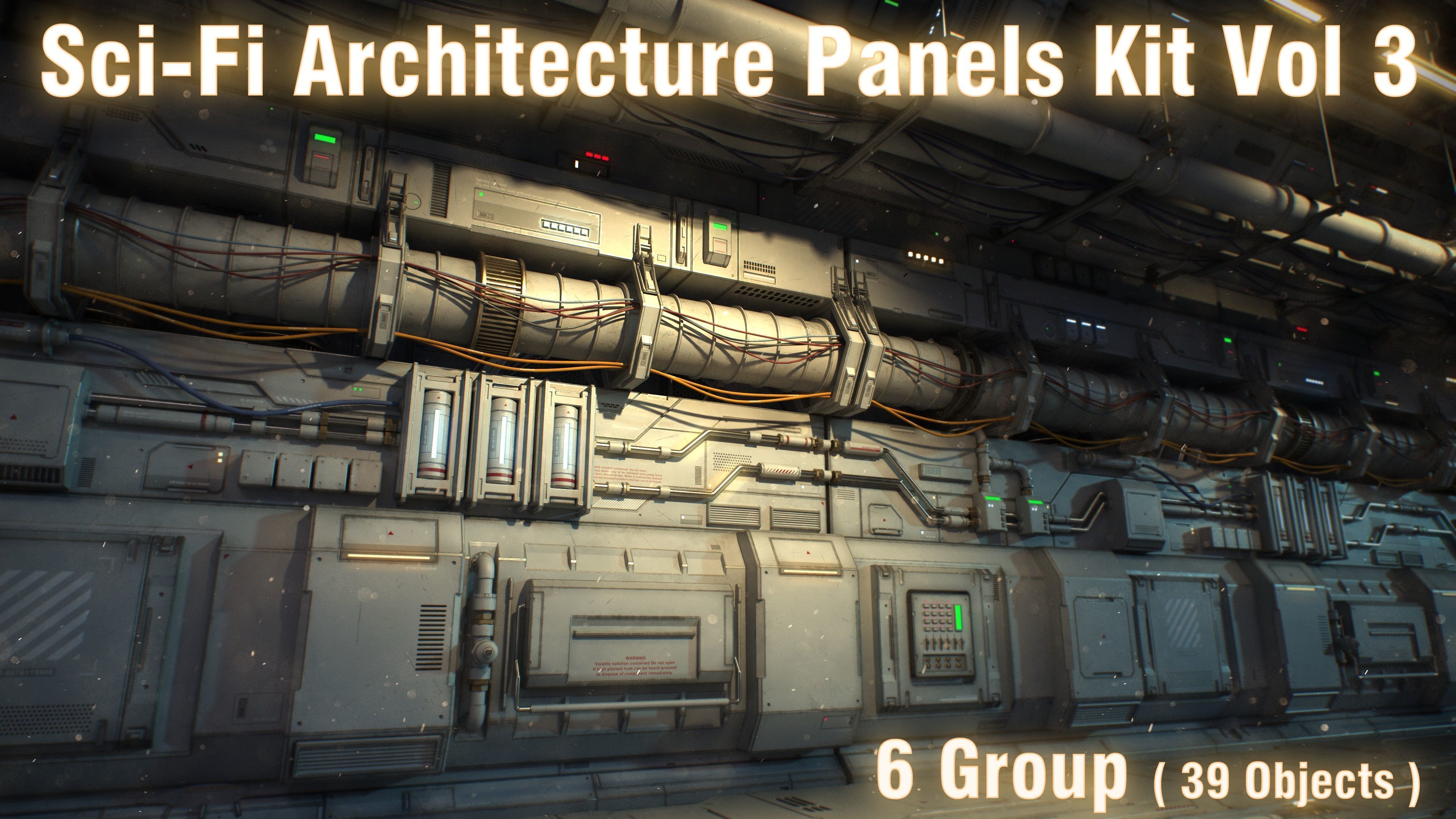 3D model Sci-Fi Architecture Panels Kit Vol 03 Walls-PBR VR / AR / low ...