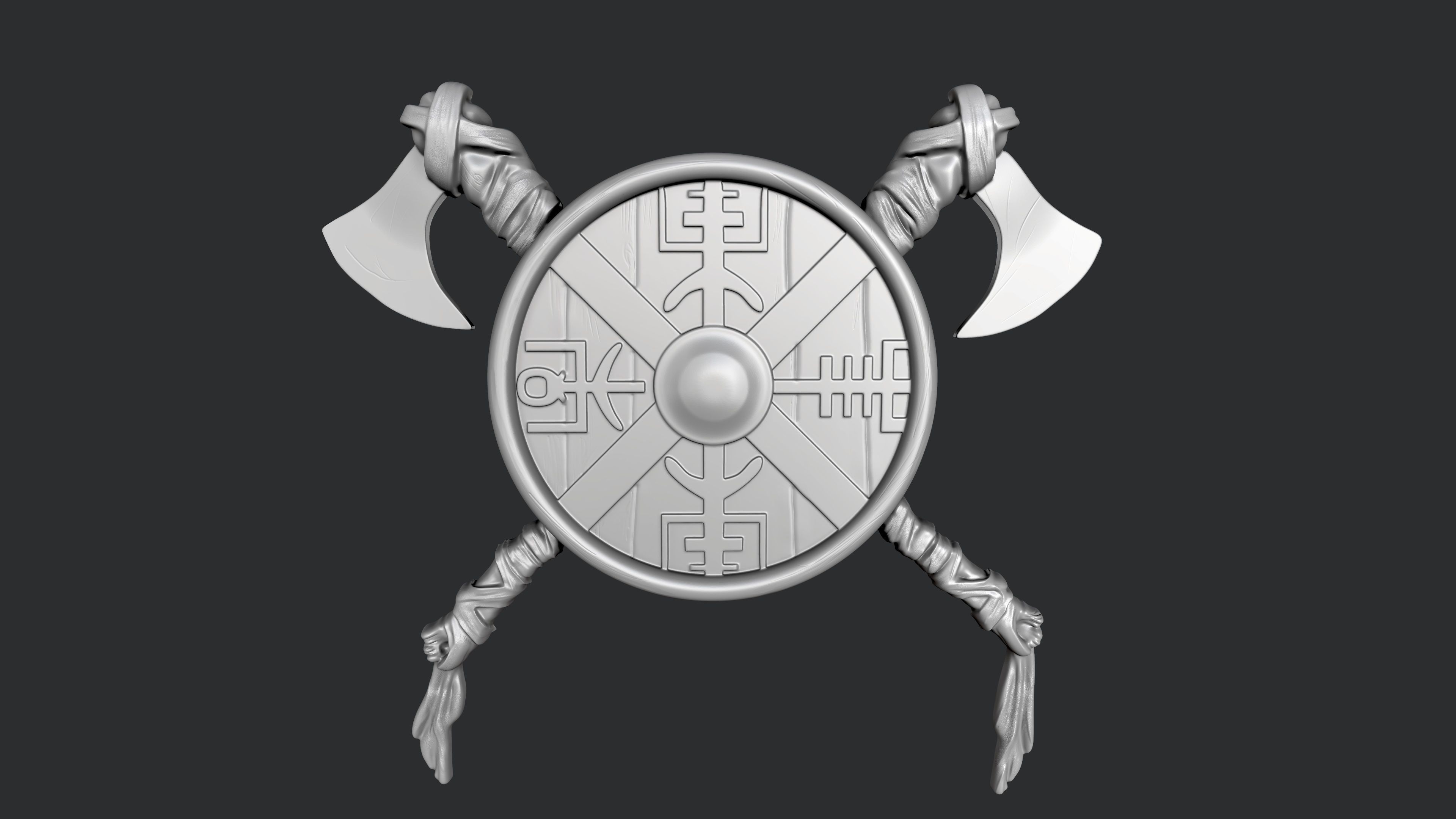 STL models for 3D printing and CNC Viking shield and axes 3D model 3D ...