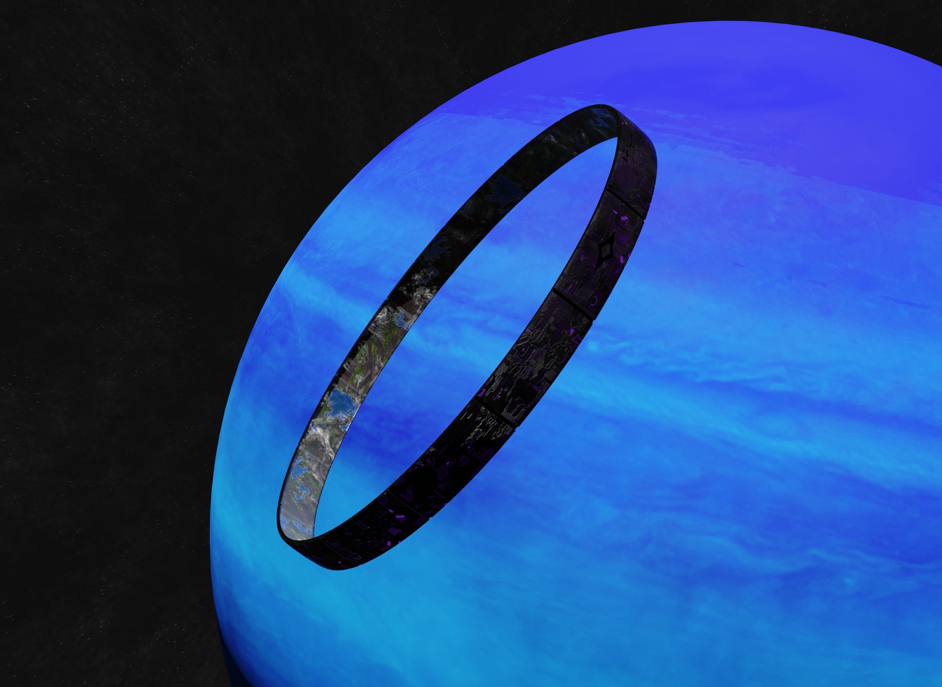 3D Model Collection Country sized rotating space habitat 2 types with 4 ...