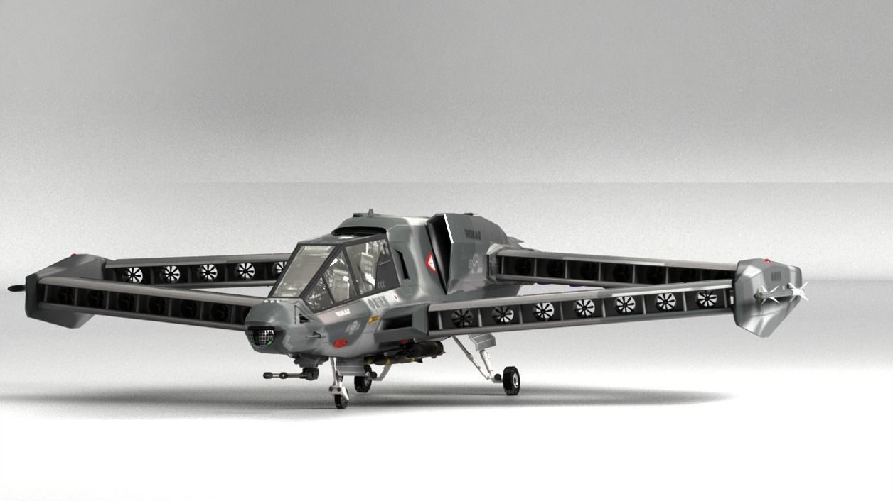 3D model eVTOL Attack Aircraft K21-Concept Design VR / AR / low-poly ...
