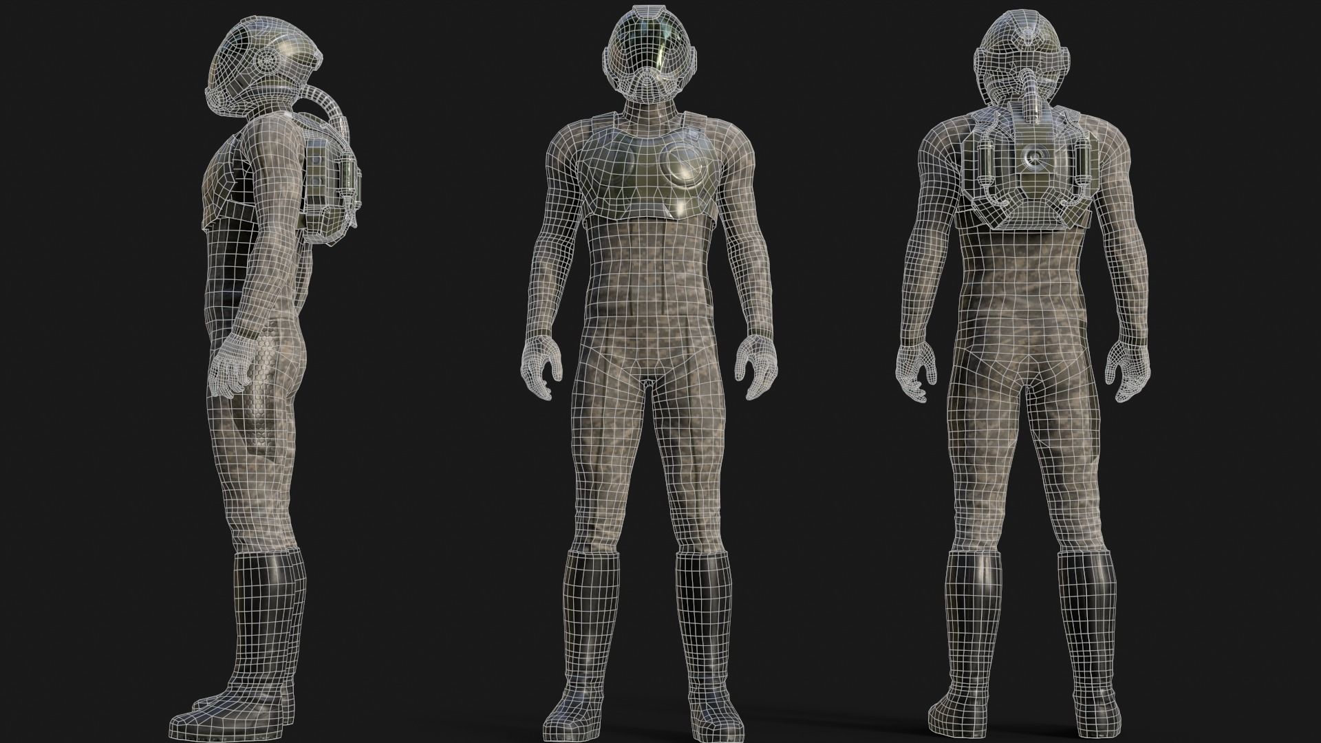 3D model MX01 Male Space Suit Green LITE VERSION VR / AR / low-poly ...