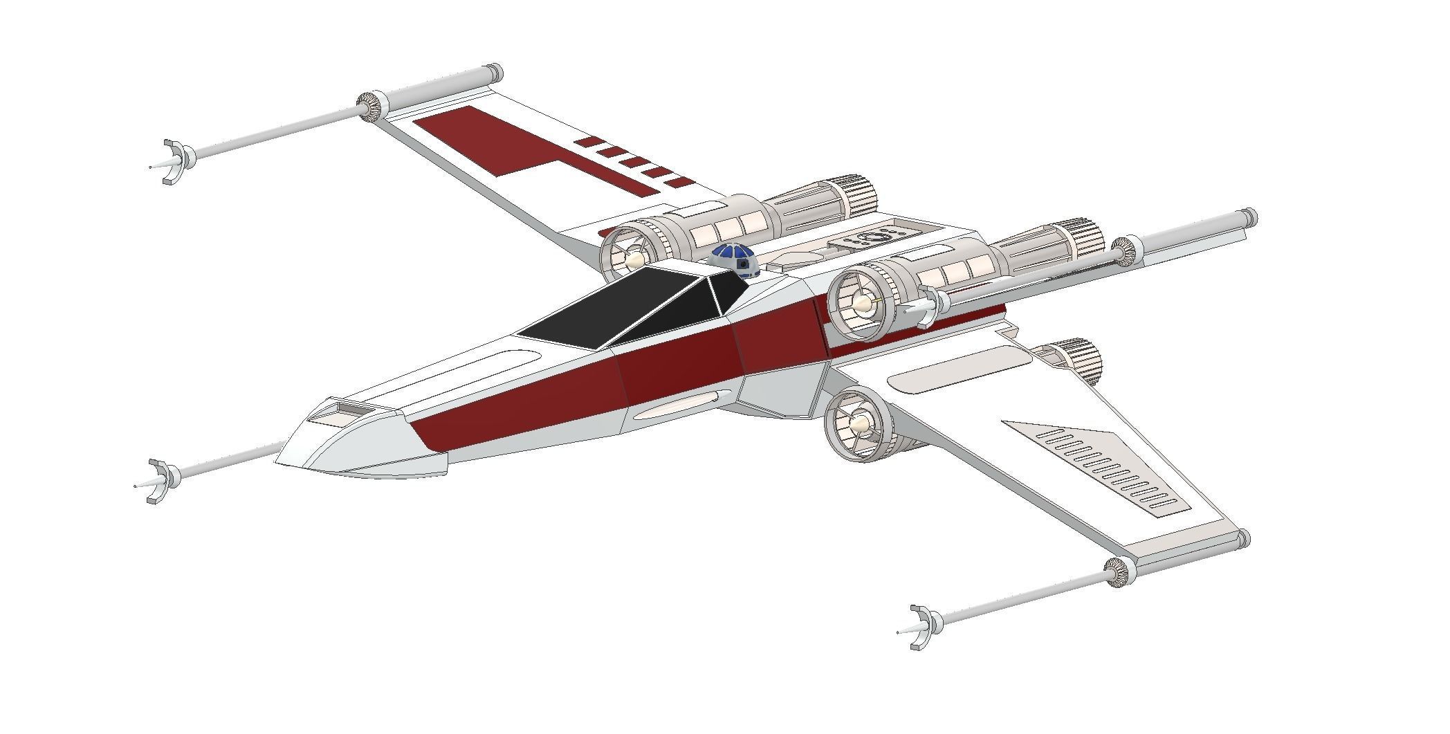 Starwars X-WING scale 1 in 87 3D model 3D printable | CGTrader