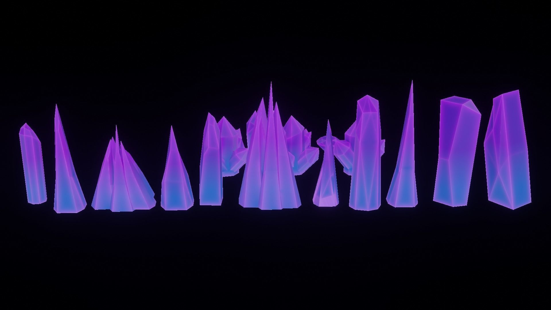 Cristal Low Poly PBR 3D Model group of crystals free VR / AR / low-poly ...