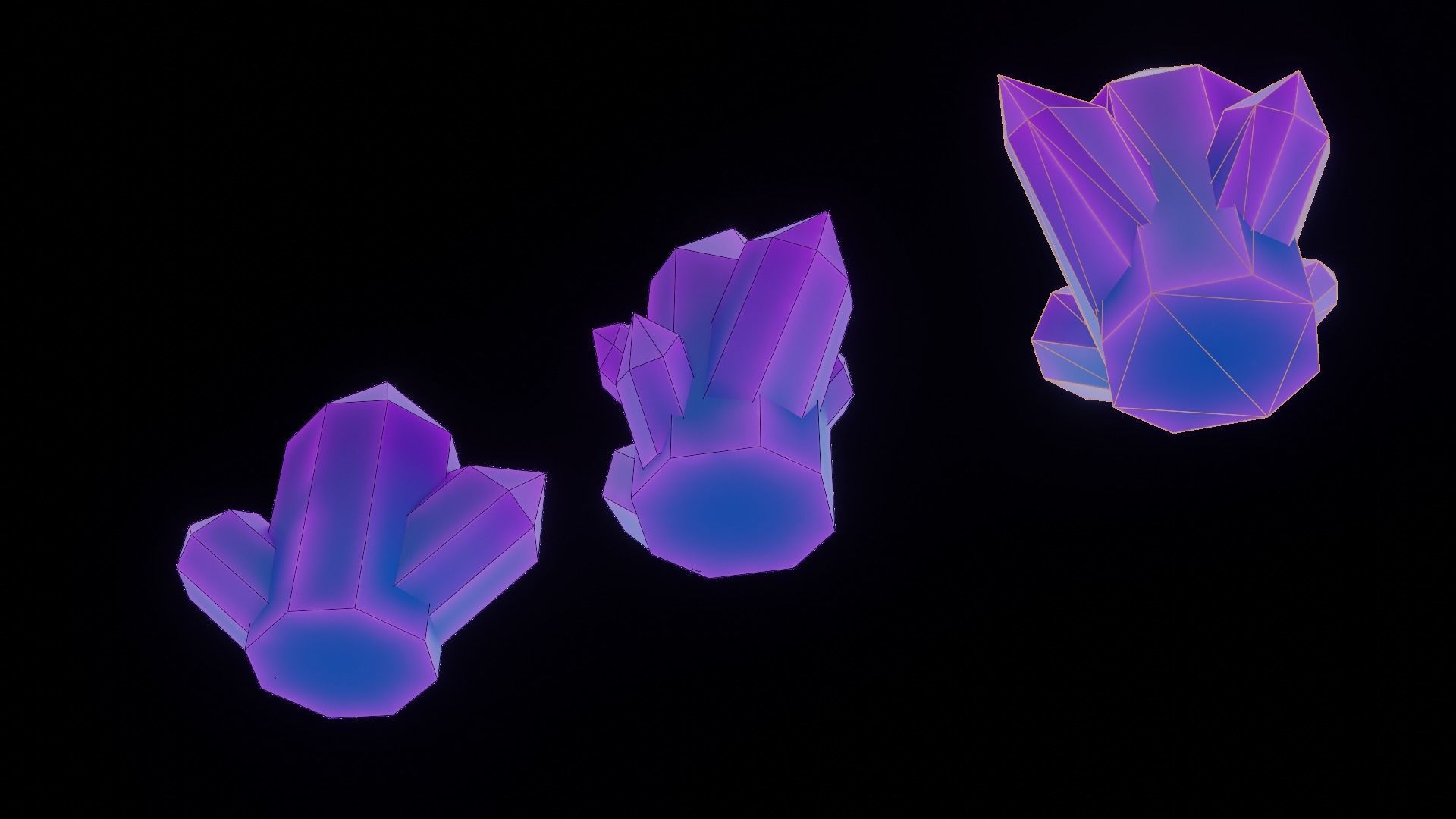 Cristal Low Poly PBR 3D Model group of crystals free VR / AR / low-poly ...