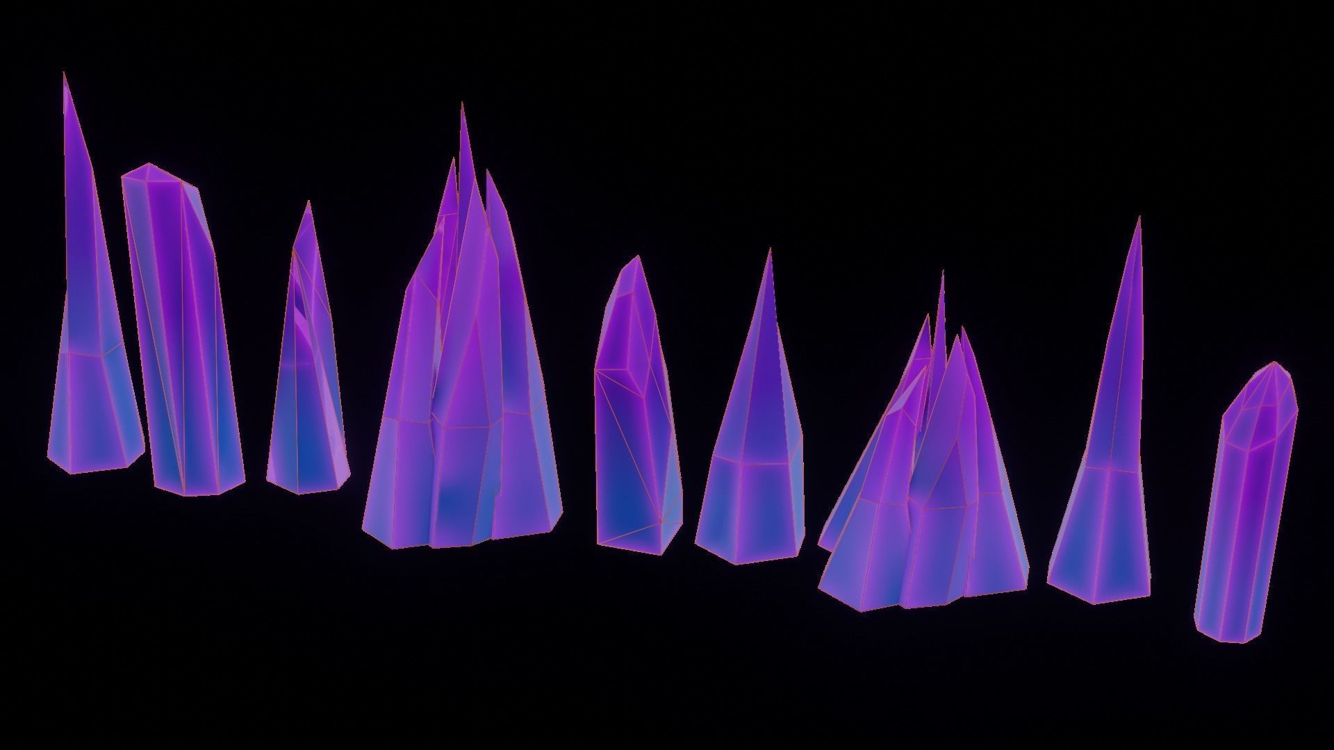 Cristal Low Poly PBR 3D Model group of crystals free VR / AR / low-poly ...