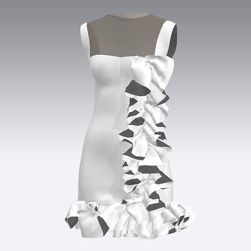 DRESS DRESS with ruffles 3D model | CGTrader