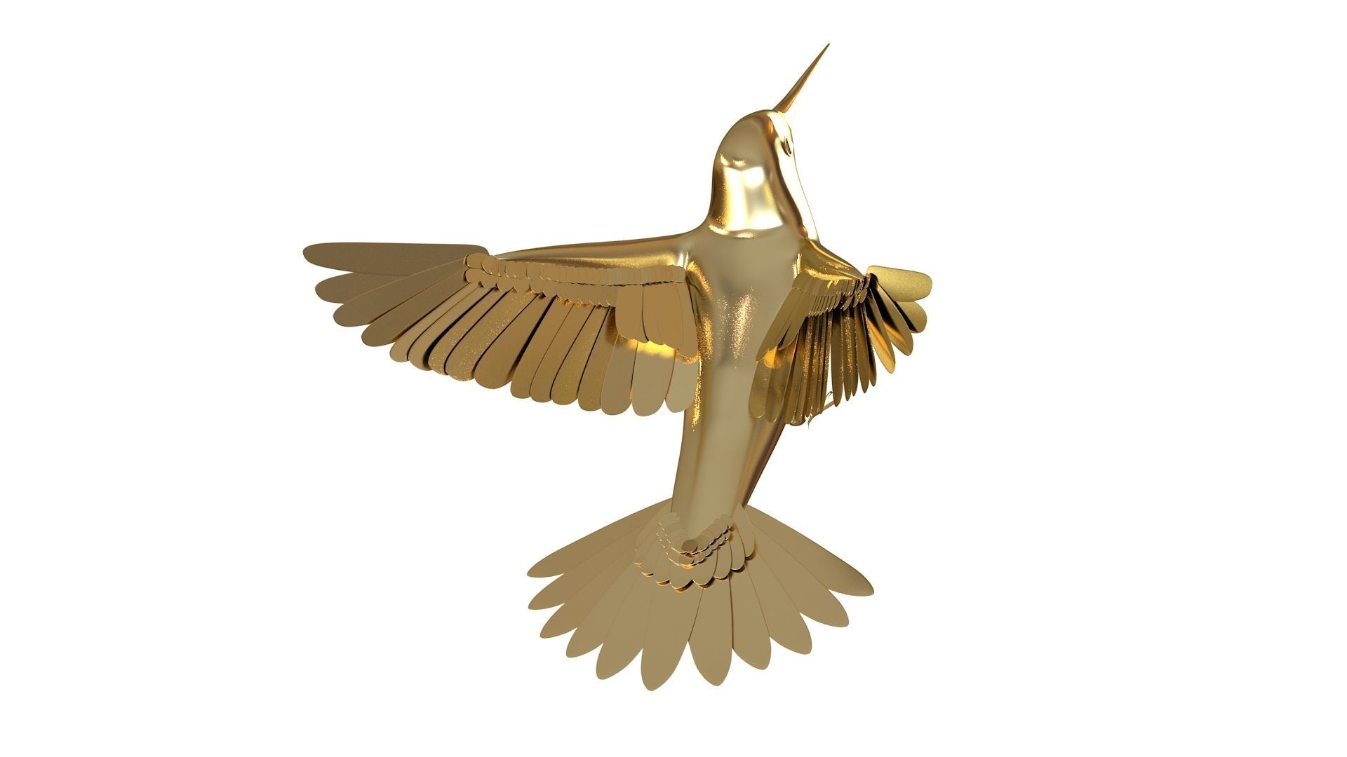 Hummingbird 3D print model golden bird flying 3D model | CGTrader