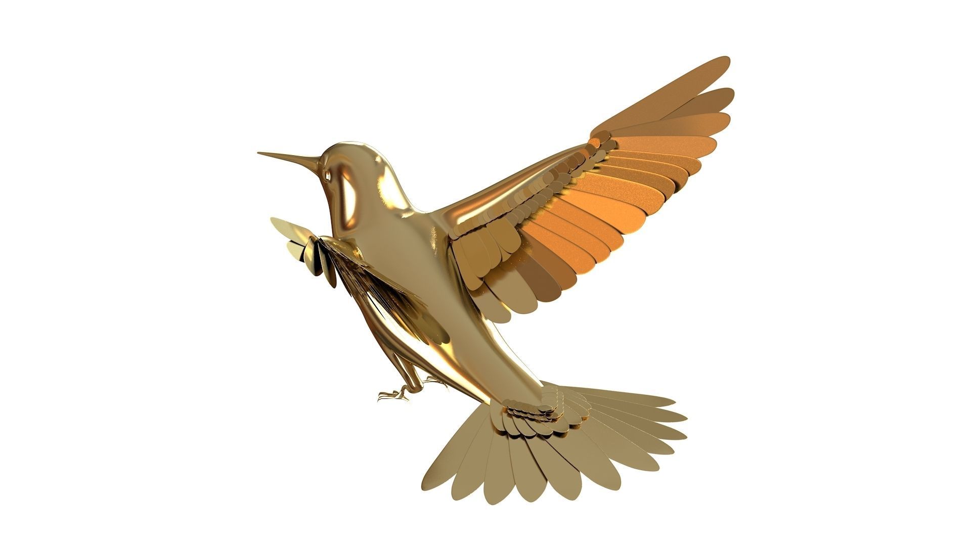 Hummingbird 3D print model golden bird flying 3D model | CGTrader