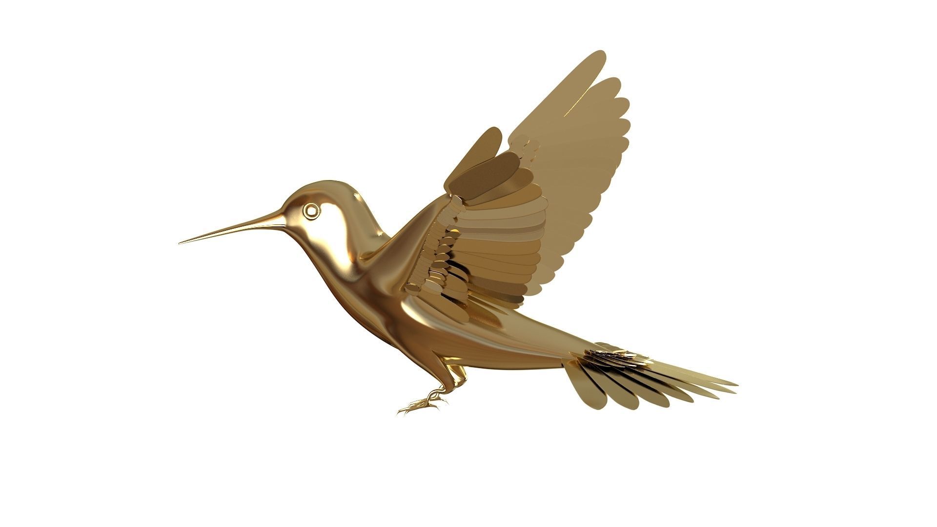 Hummingbird 3D print model golden bird flying 3D model | CGTrader