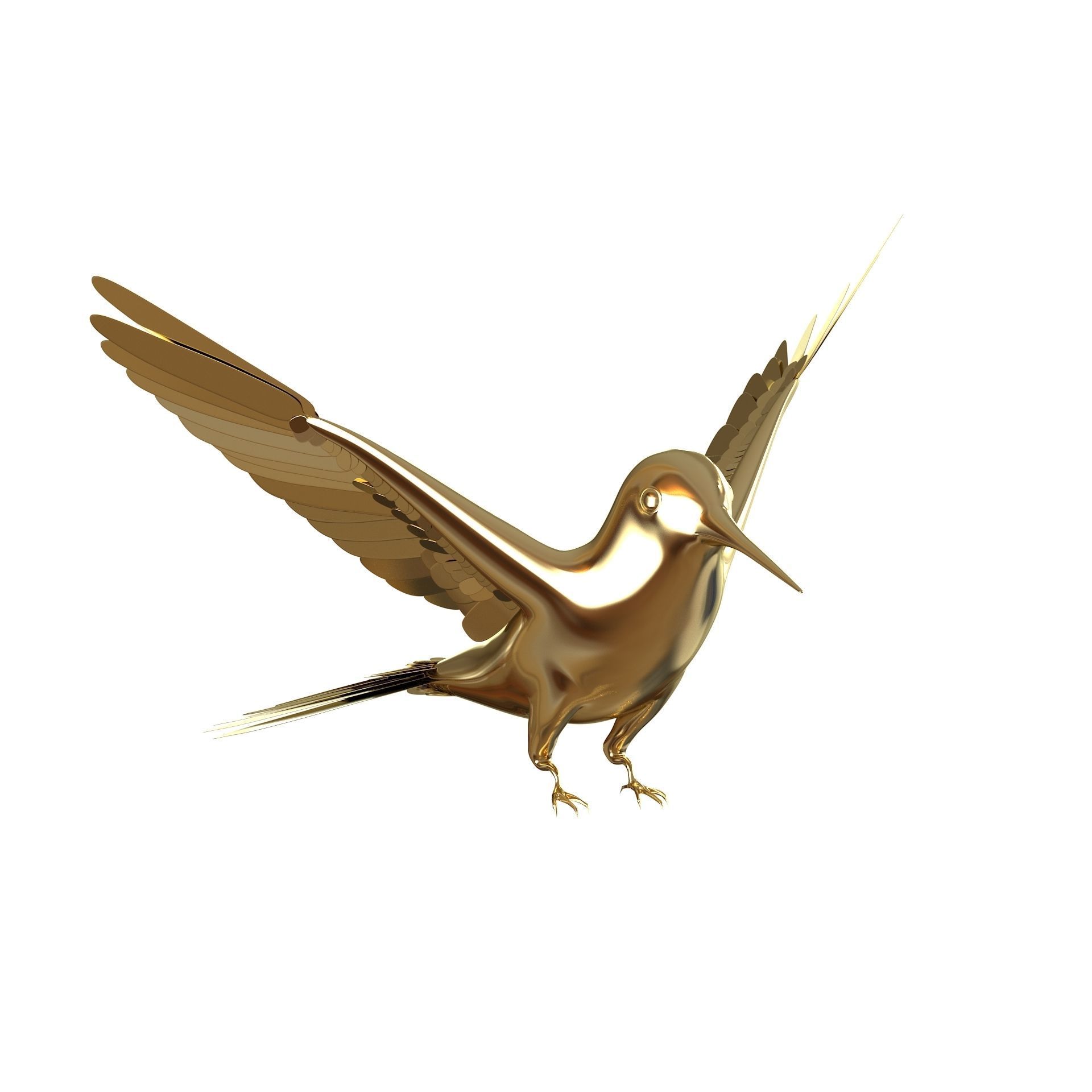 Hummingbird 3D print model golden bird flying 3D model | CGTrader