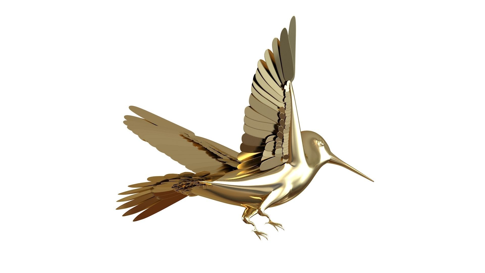 Hummingbird 3D print model golden bird flying 3D model | CGTrader