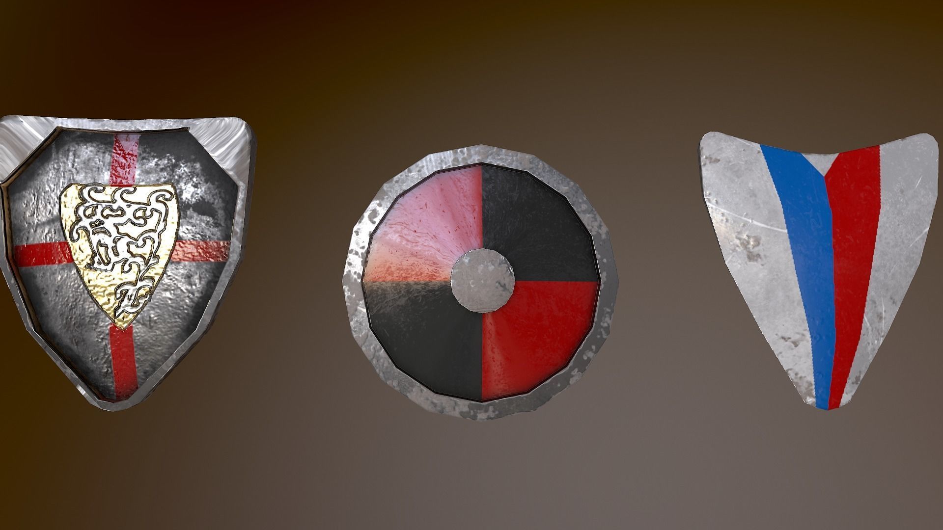 Low Poly Shileds three different shields free VR / AR / low-poly 3D ...