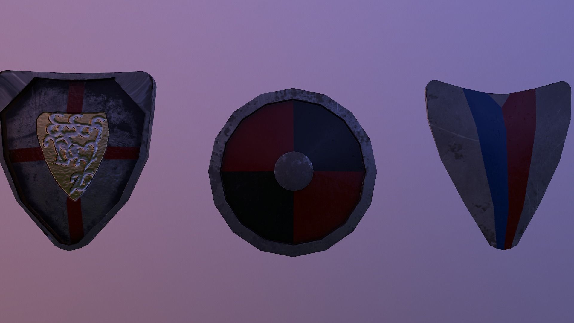 Low Poly Shileds three different shields free VR / AR / low-poly 3D ...