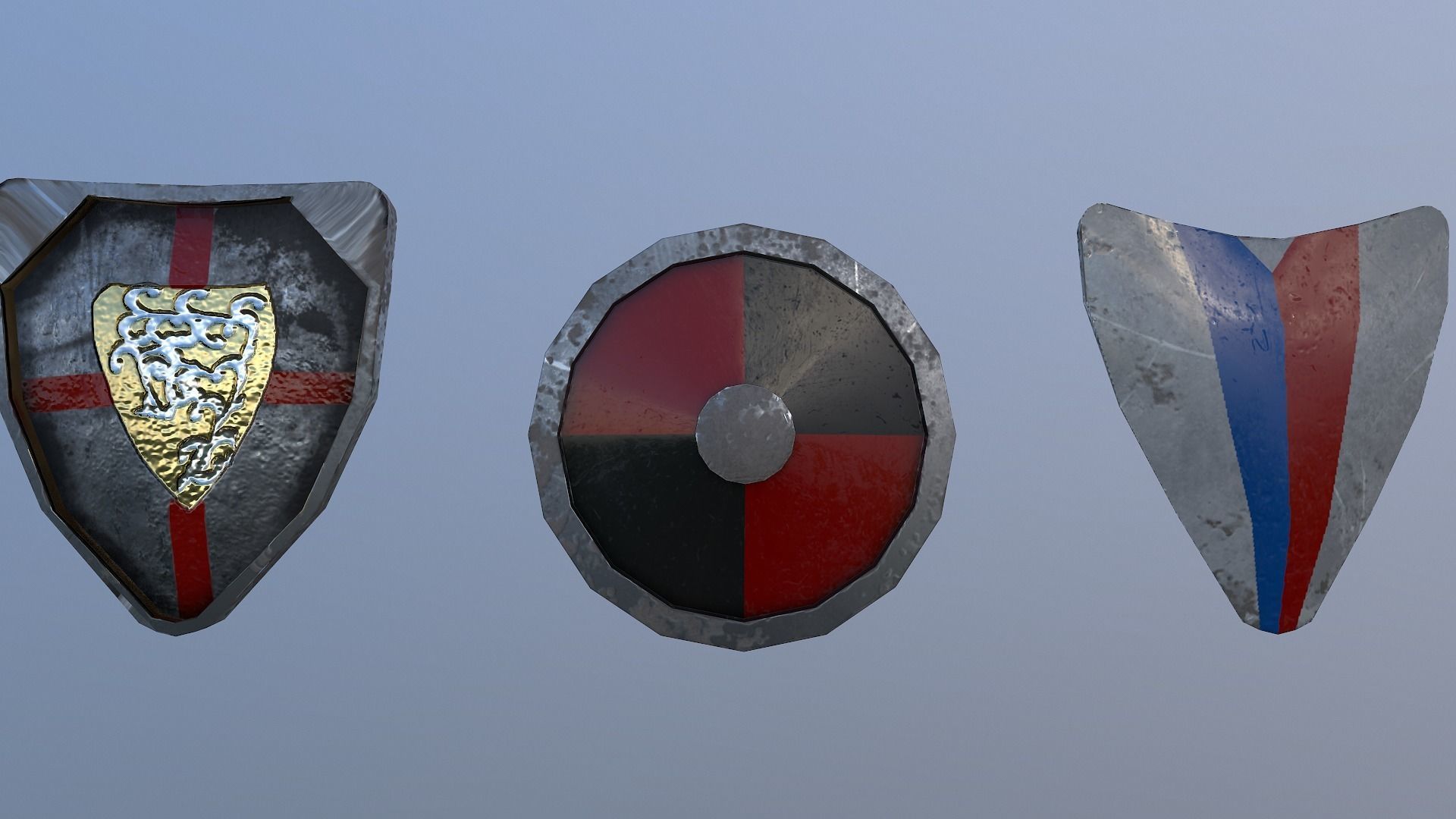 Low Poly Shileds three different shields free VR / AR / low-poly 3D ...