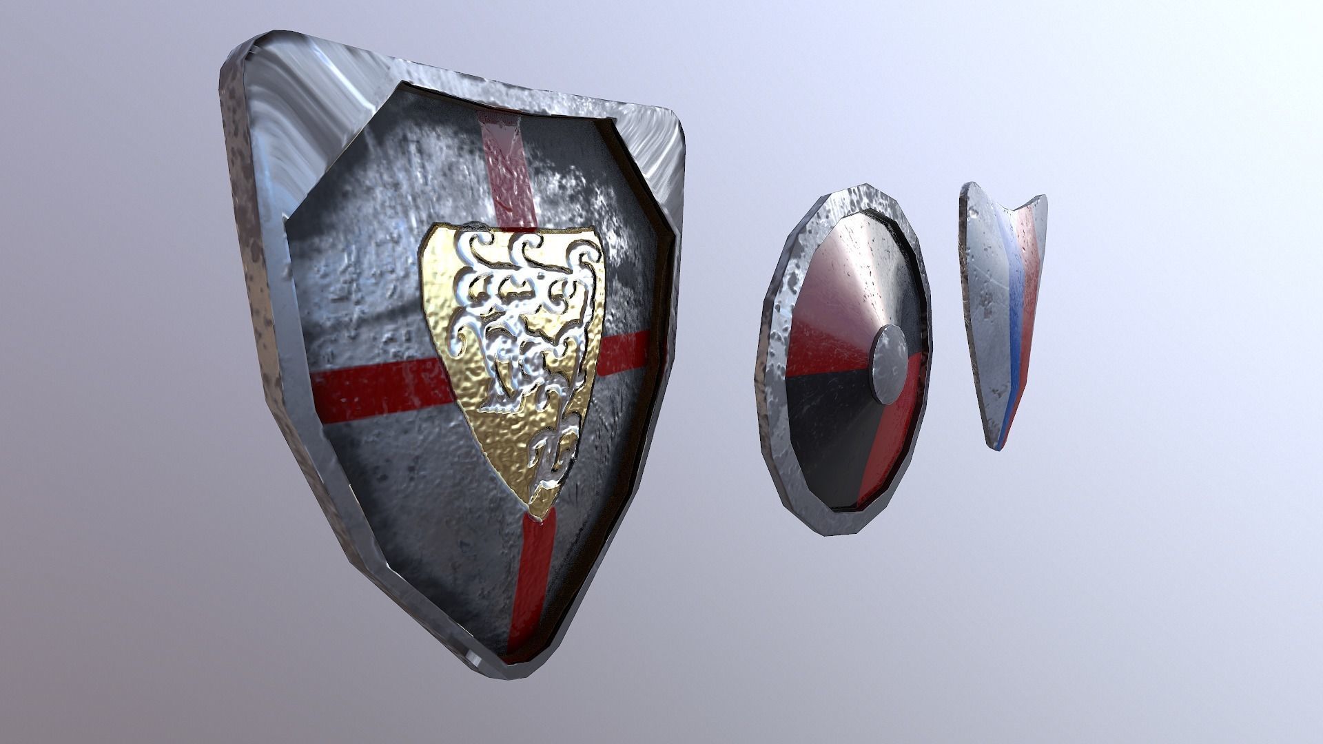 Low Poly Shileds three different shields free VR / AR / low-poly 3D ...