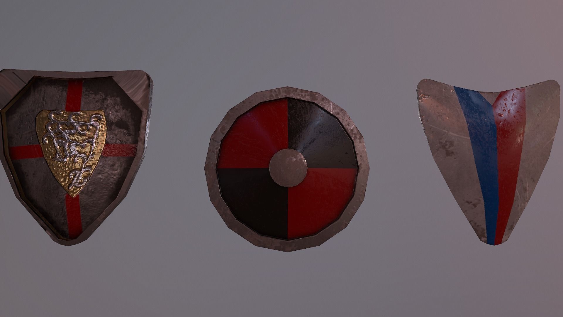 Low Poly Shileds three different shields free VR / AR / low-poly 3D ...