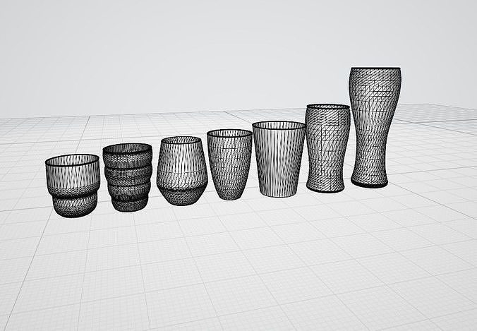 The glass model set of wire mesh vases 3D model | CGTrader