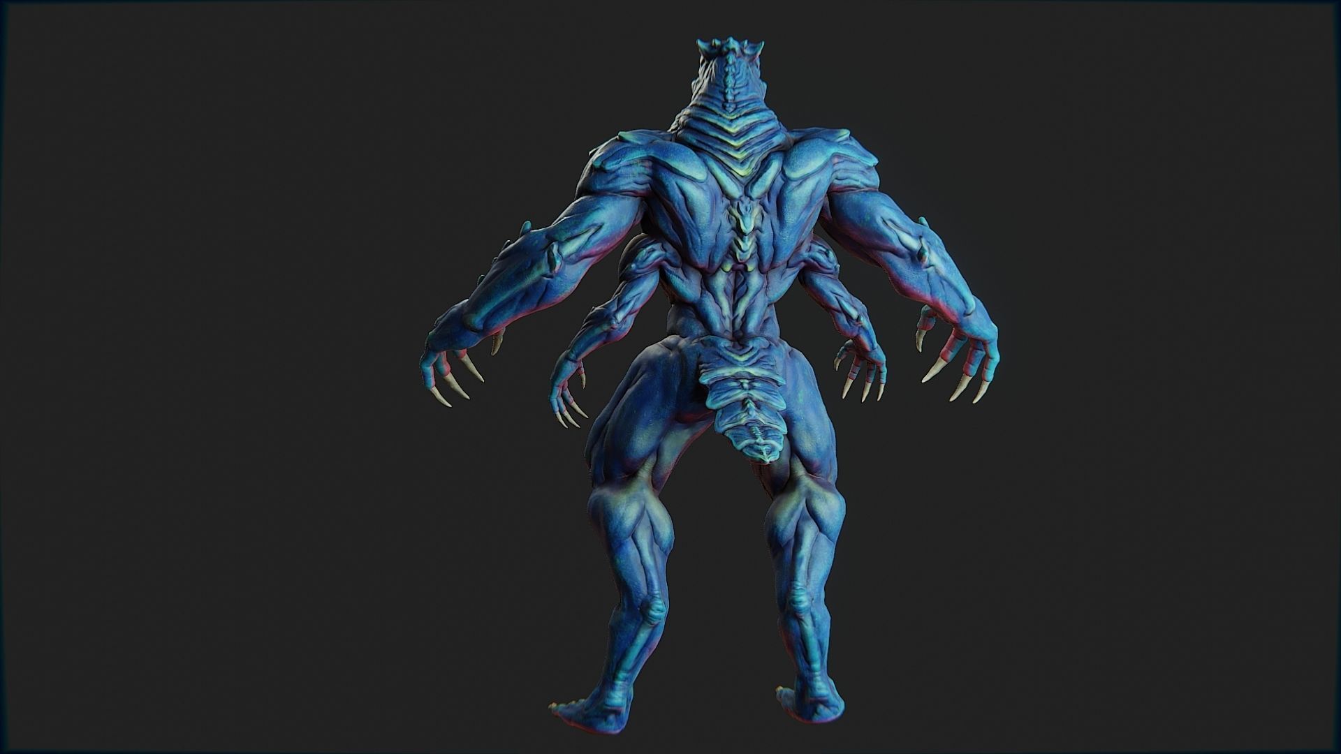 3D model Fantasy four handed predator character VR / AR / low-poly ...
