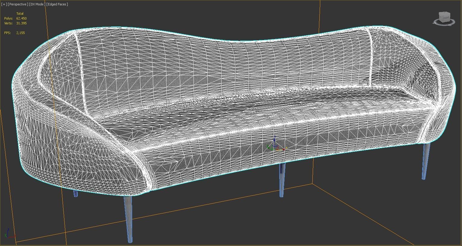 Curved Velvet Sofa free 3D model | CGTrader