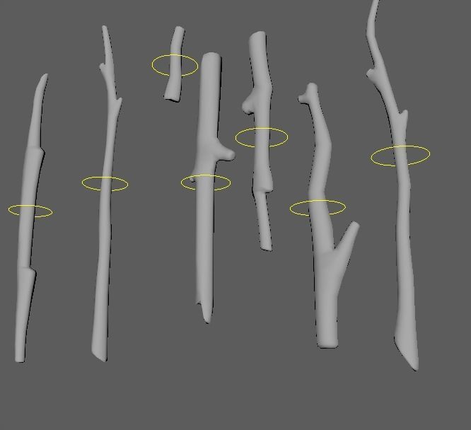 Cartoon Wooden Sticks 3D model rigged | CGTrader