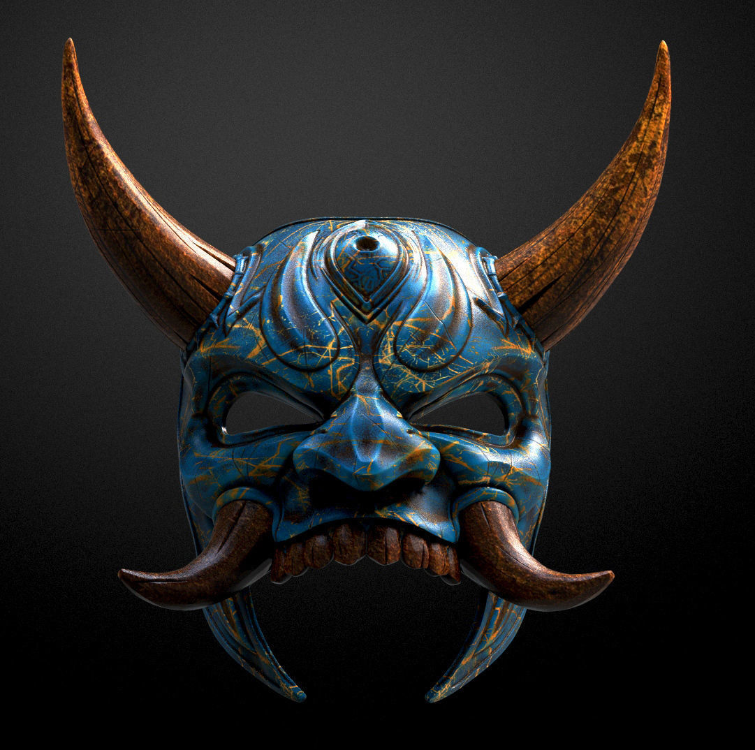 Japanese Hannya Oni Mask Samurai Mask Demon Onimusha Mask 3D model 3D ...