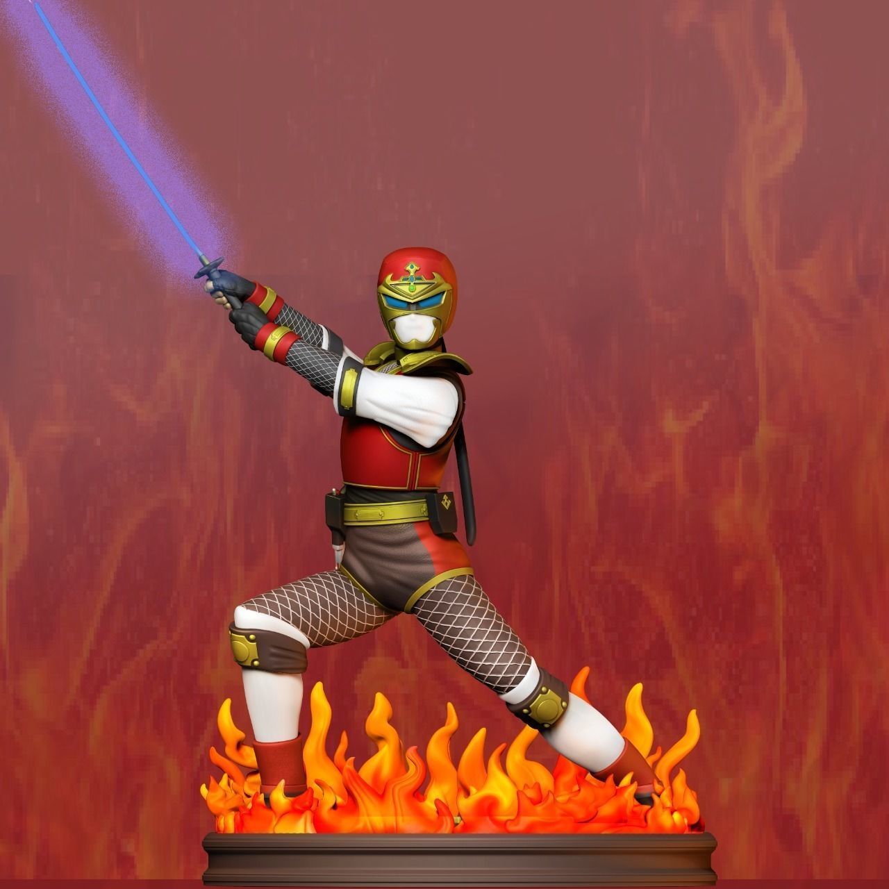 Jiraya statue of power ranger holding light saber 3D model 3D printable ...