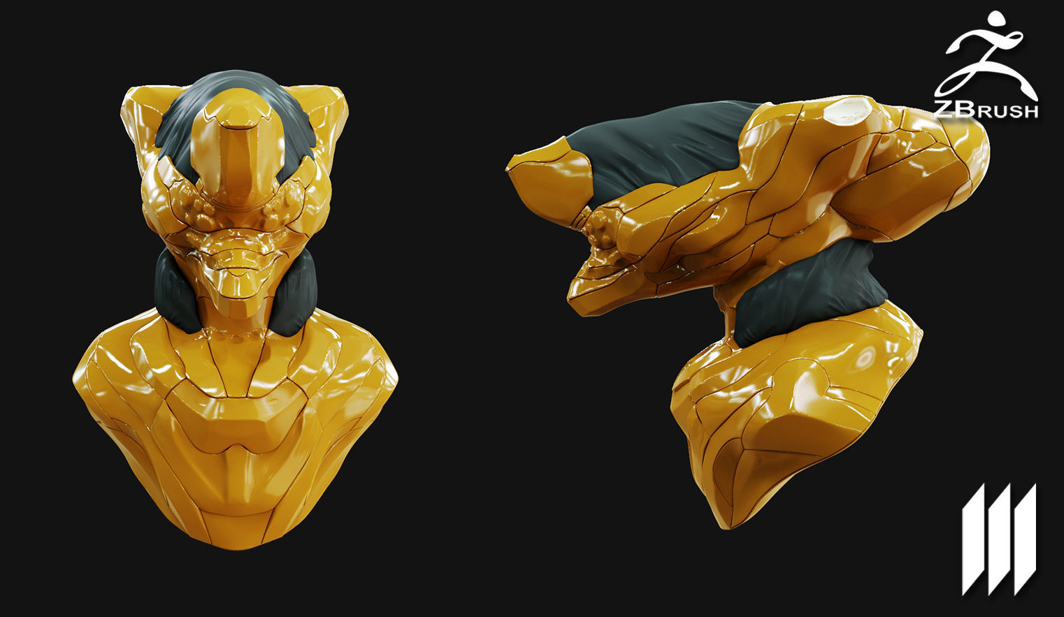 Bio-Mech Bust BaseMesh Sci-Fi Bust With UVs 3D model | CGTrader