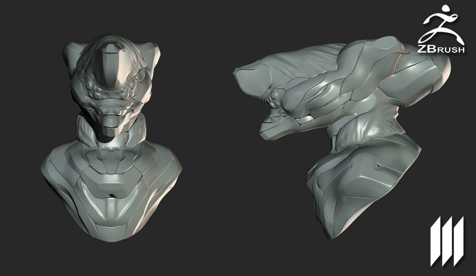 Bio-Mech Bust BaseMesh Sci-Fi Bust With UVs 3D model | CGTrader