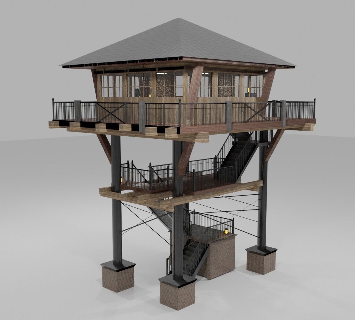 Fire Lookout Tower Architecture Build free 3D model | CGTrader