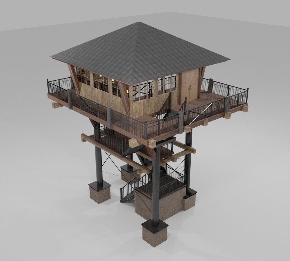 Fire Lookout Tower Architecture Build free 3D model | CGTrader