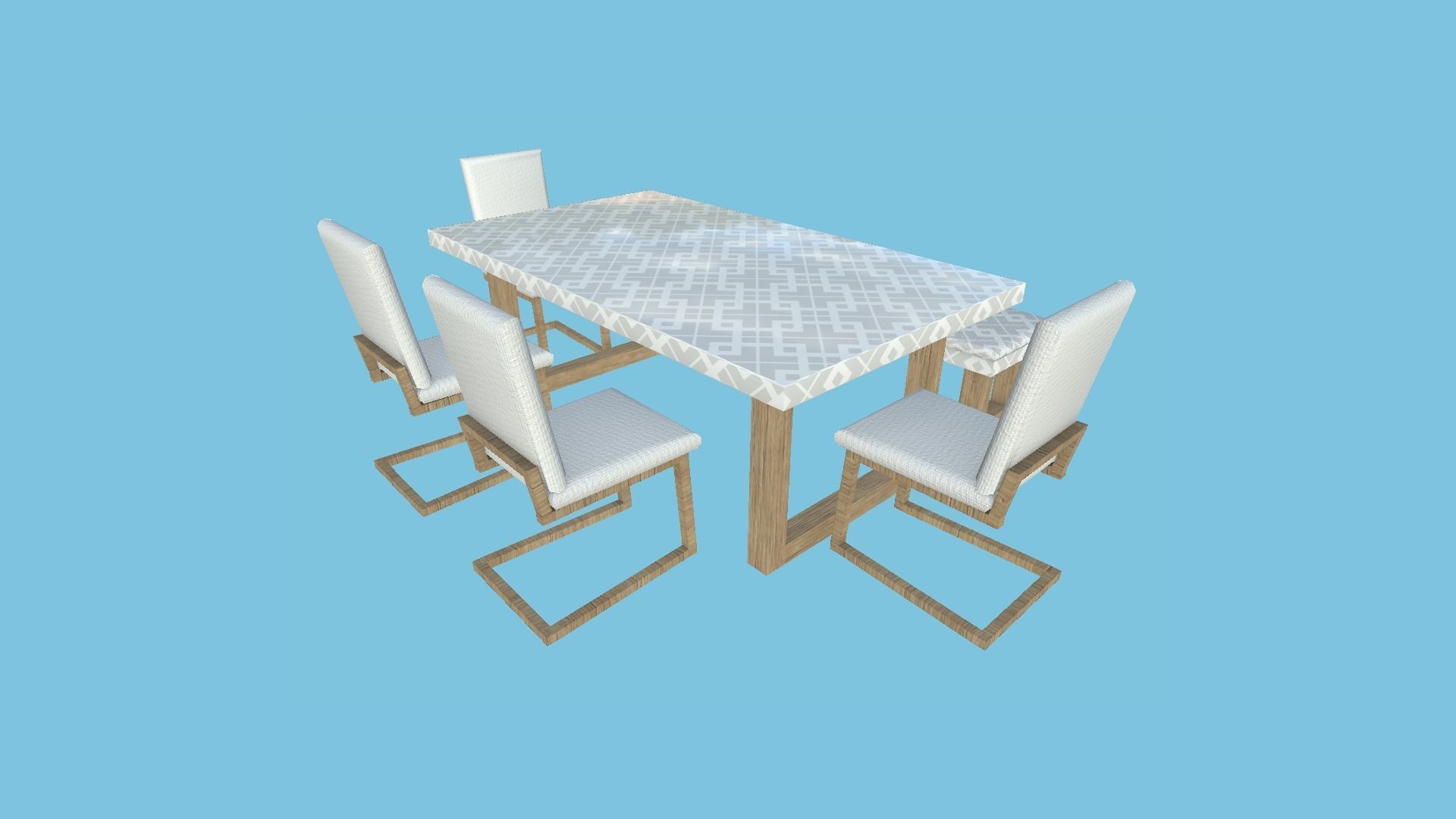 Dinning Table 49 - White Texture - Furniture Interior Design free VR / AR / low-poly 3D model ...