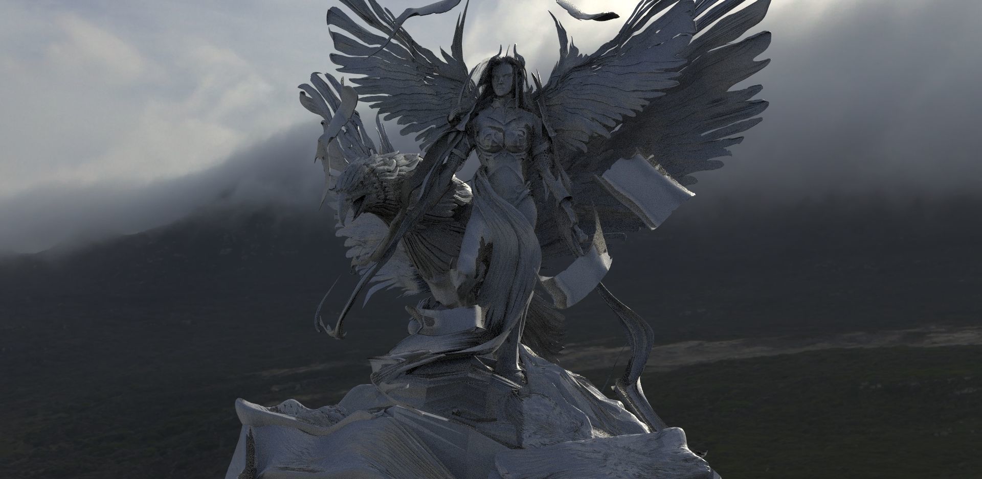 Phoenix Rising women model with phoenix 3D model | CGTrader