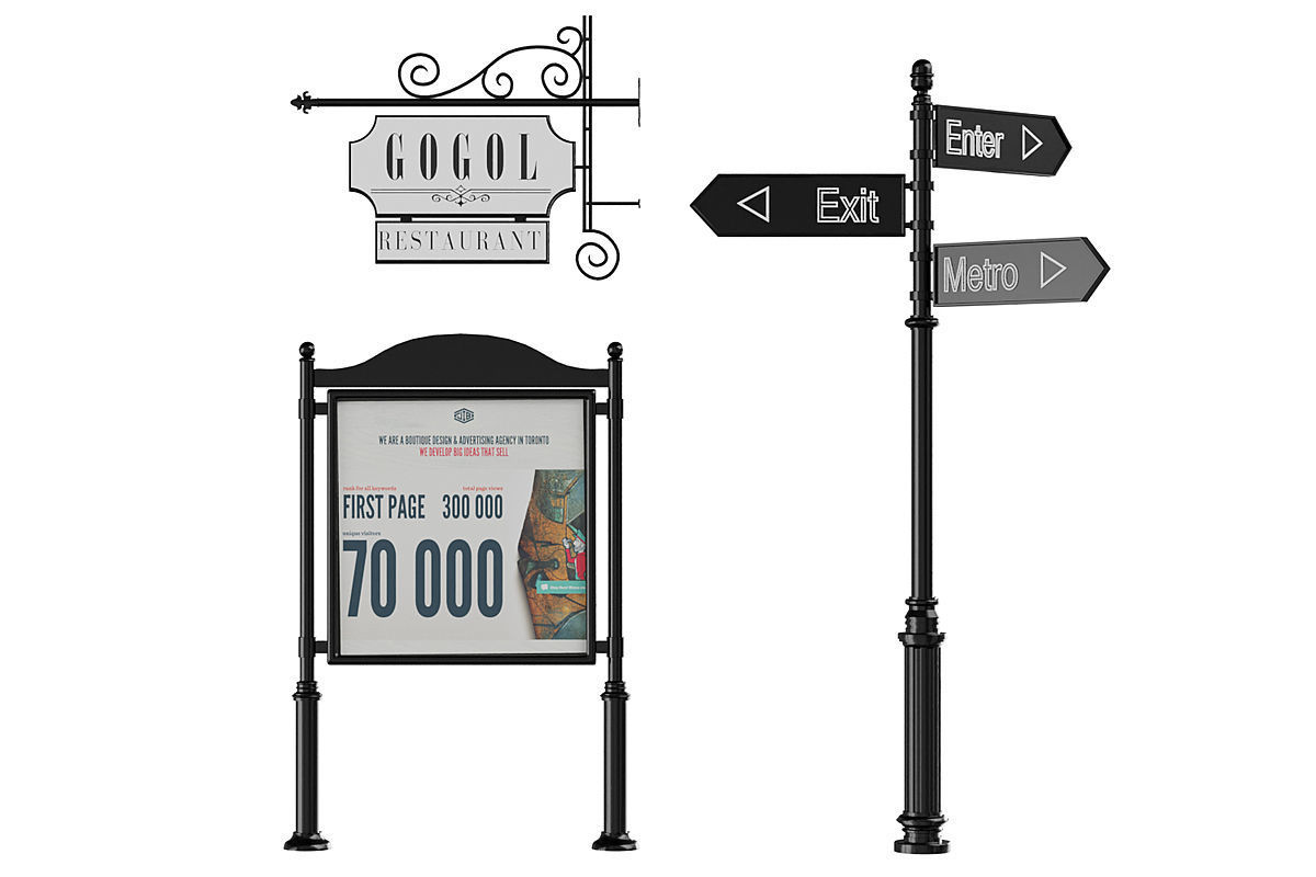 Classic Street Advertising BLENDER 3D Model Cycles 3D model | CGTrader