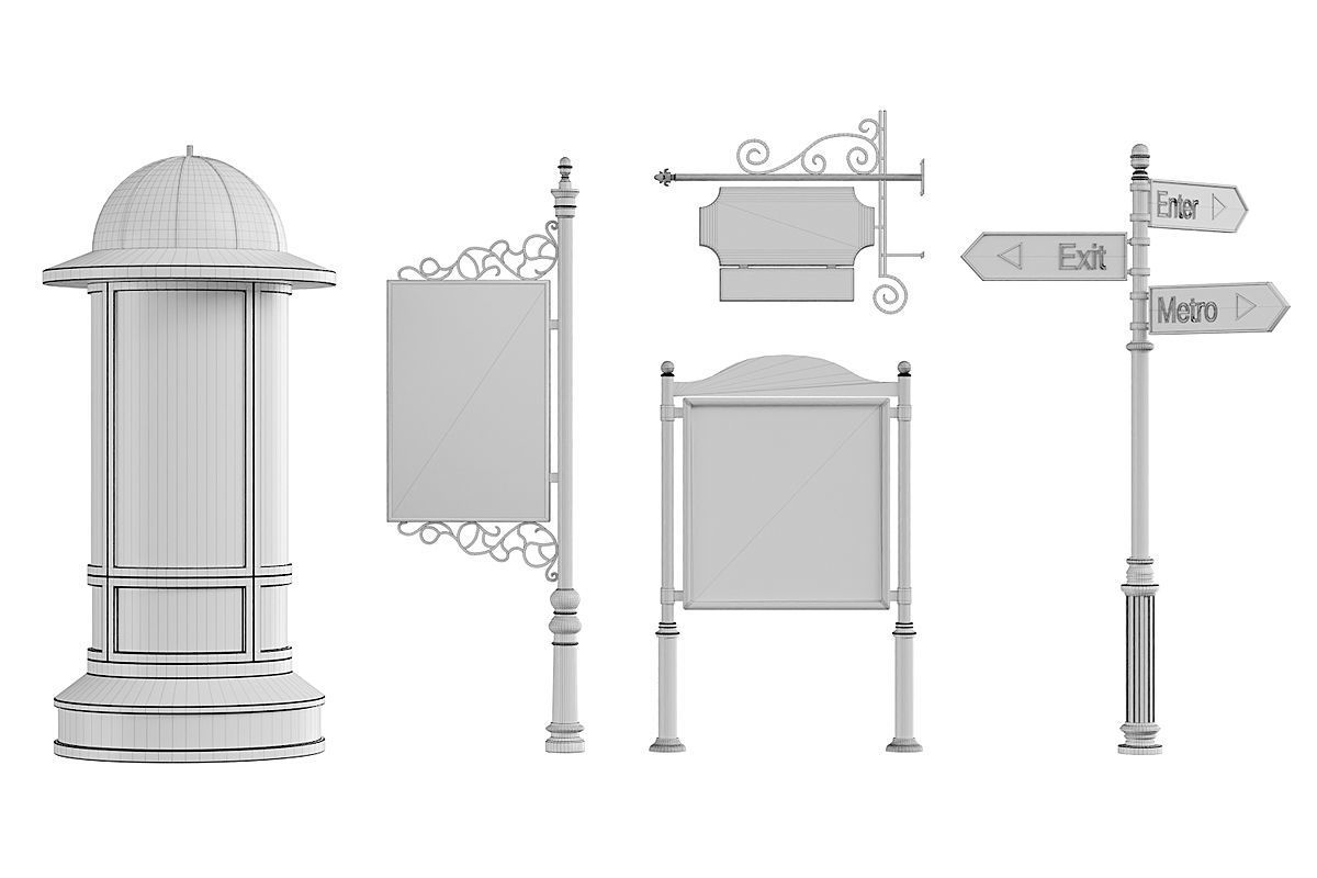 Classic Street Advertising BLENDER 3D Model Cycles 3D model | CGTrader