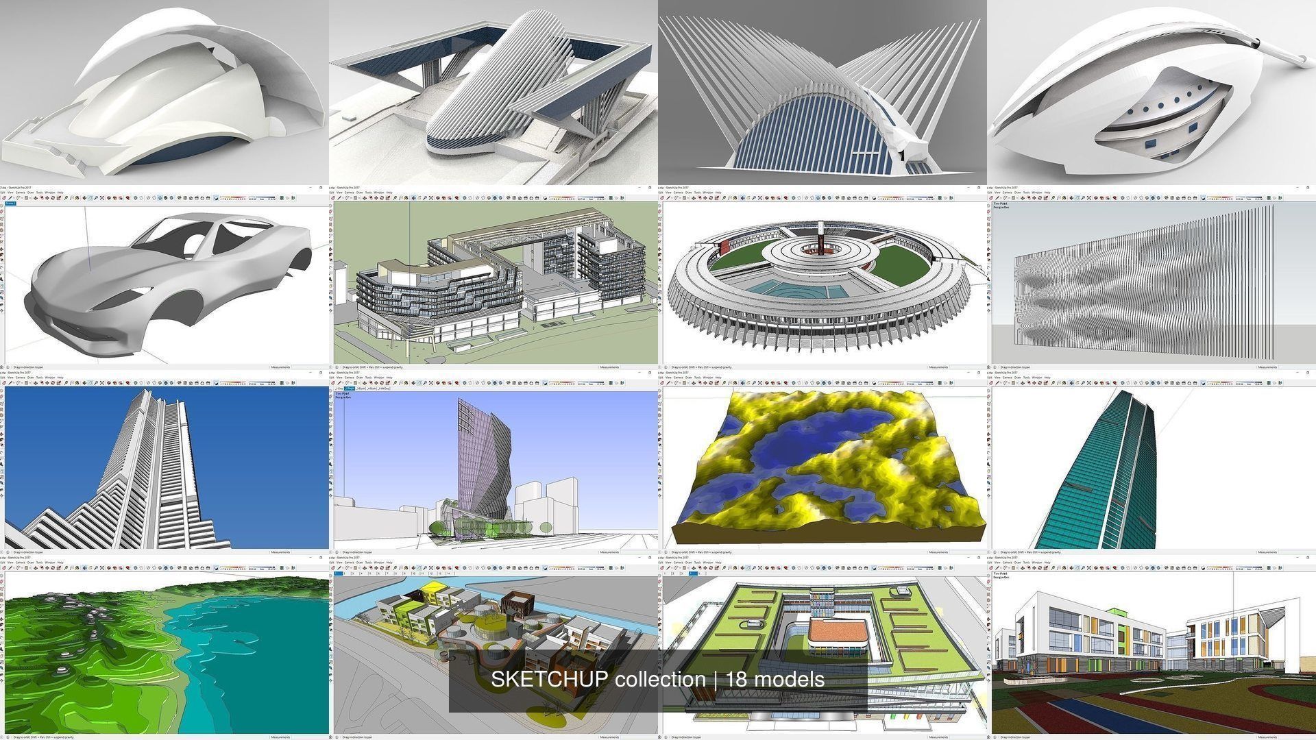 SKETCHUP collection architectural design of building | CGTrader