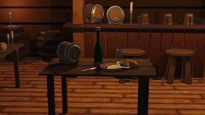 3D model Low-poly tavern table VR / AR / low-poly | CGTrader