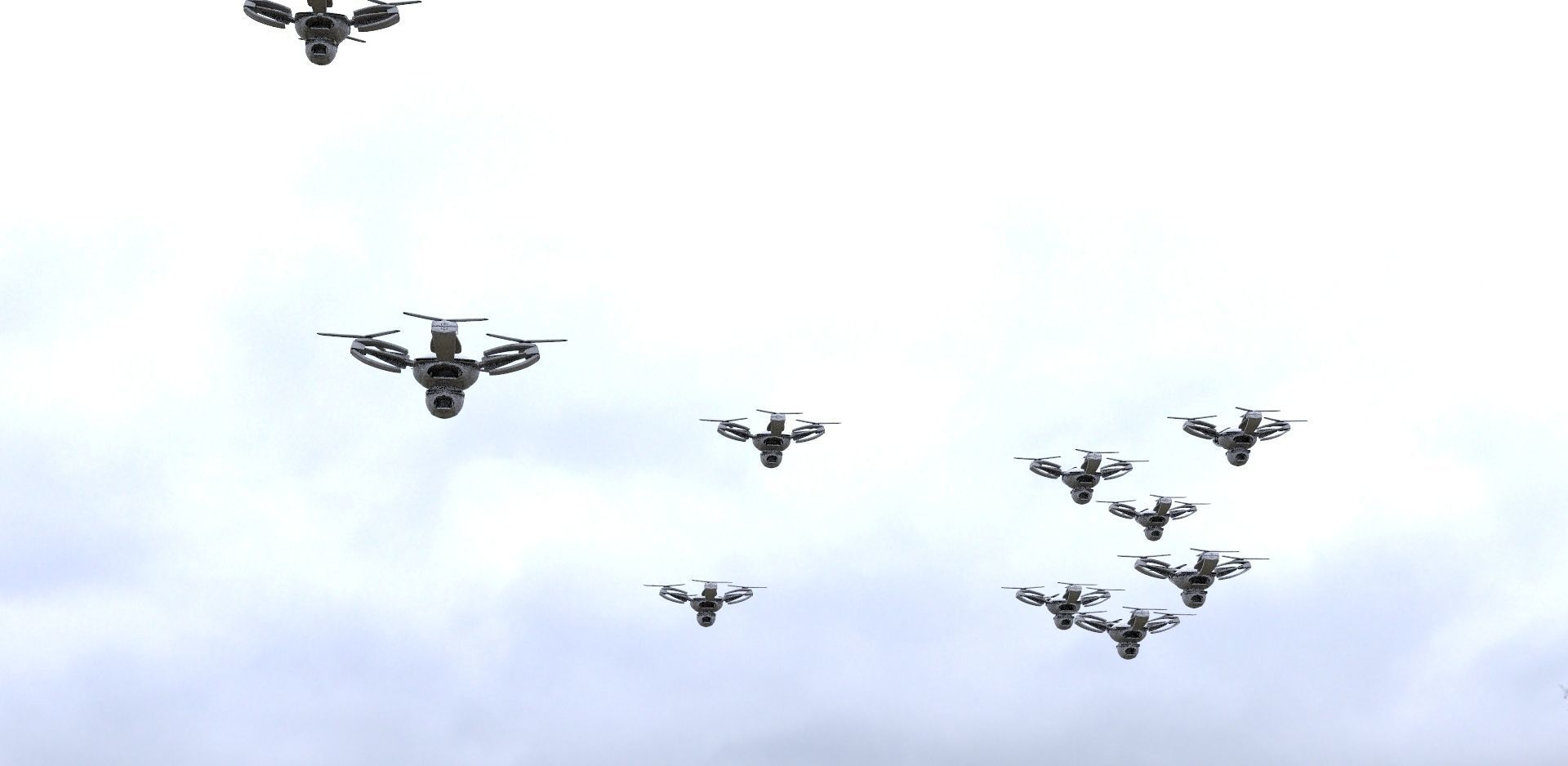 Drones group of flying in sky 3D model | CGTrader