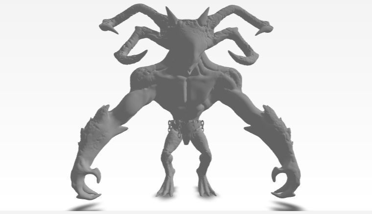 Armored-demon creature with long arms and legs 3D model | CGTrader