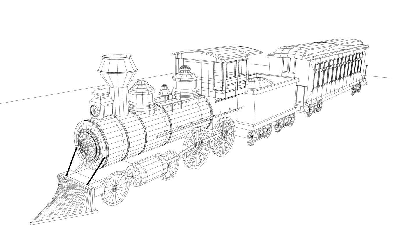 3D model Low Poly Steam Engine Train VR / AR / low-poly | CGTrader