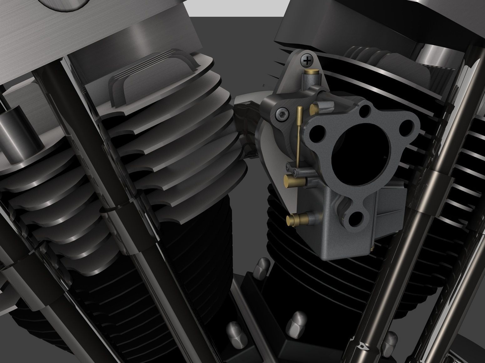 Harley Shovelhead Motorcycle Engine 3D Model .obj .3ds .fbx .c4d .dxf ...