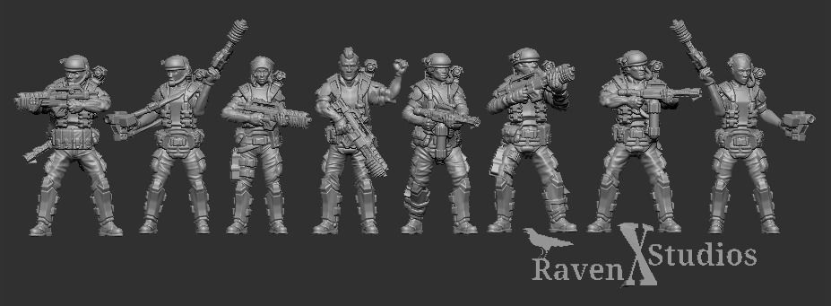 Ground Troop Colonial Marines - Bundle 1 3D model rigged OBJ STL