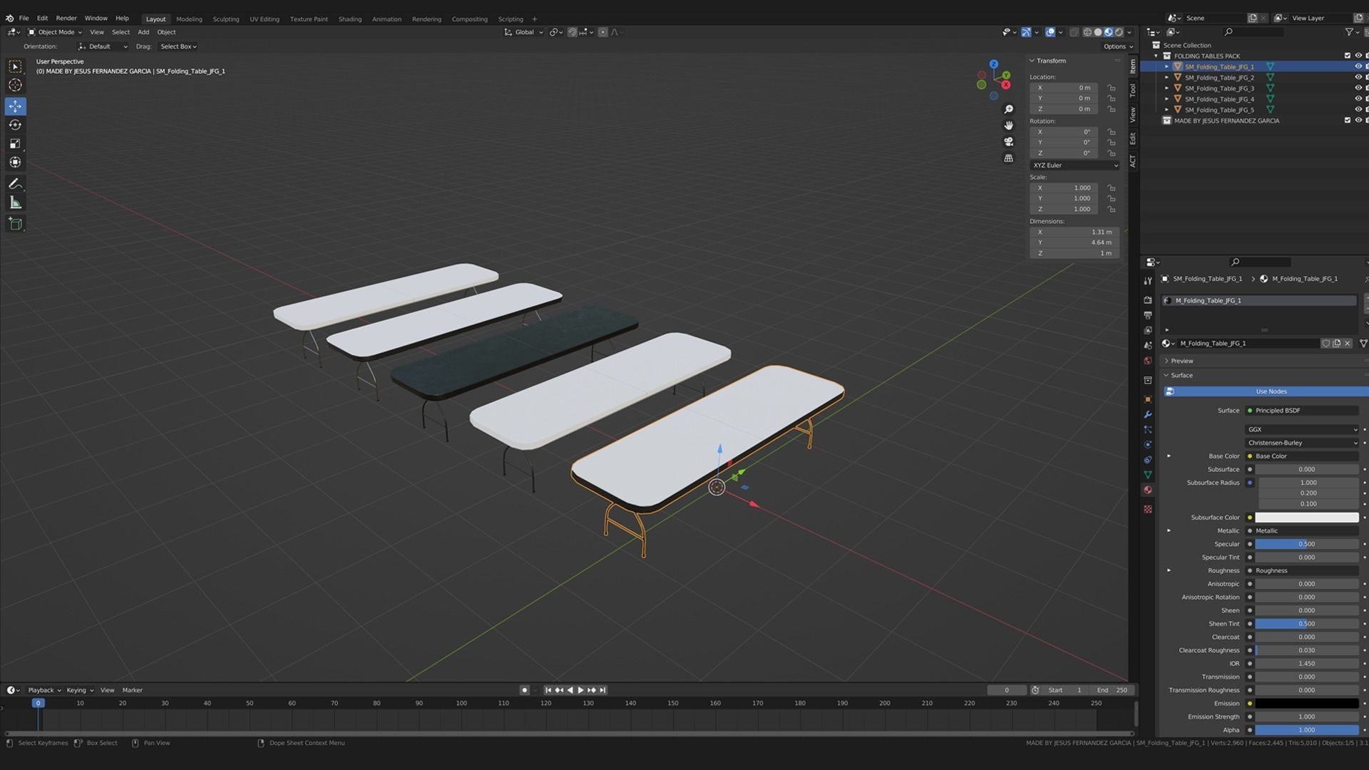 Folding Tables Pack - Low Poly free VR / AR / low-poly 3D model | CGTrader