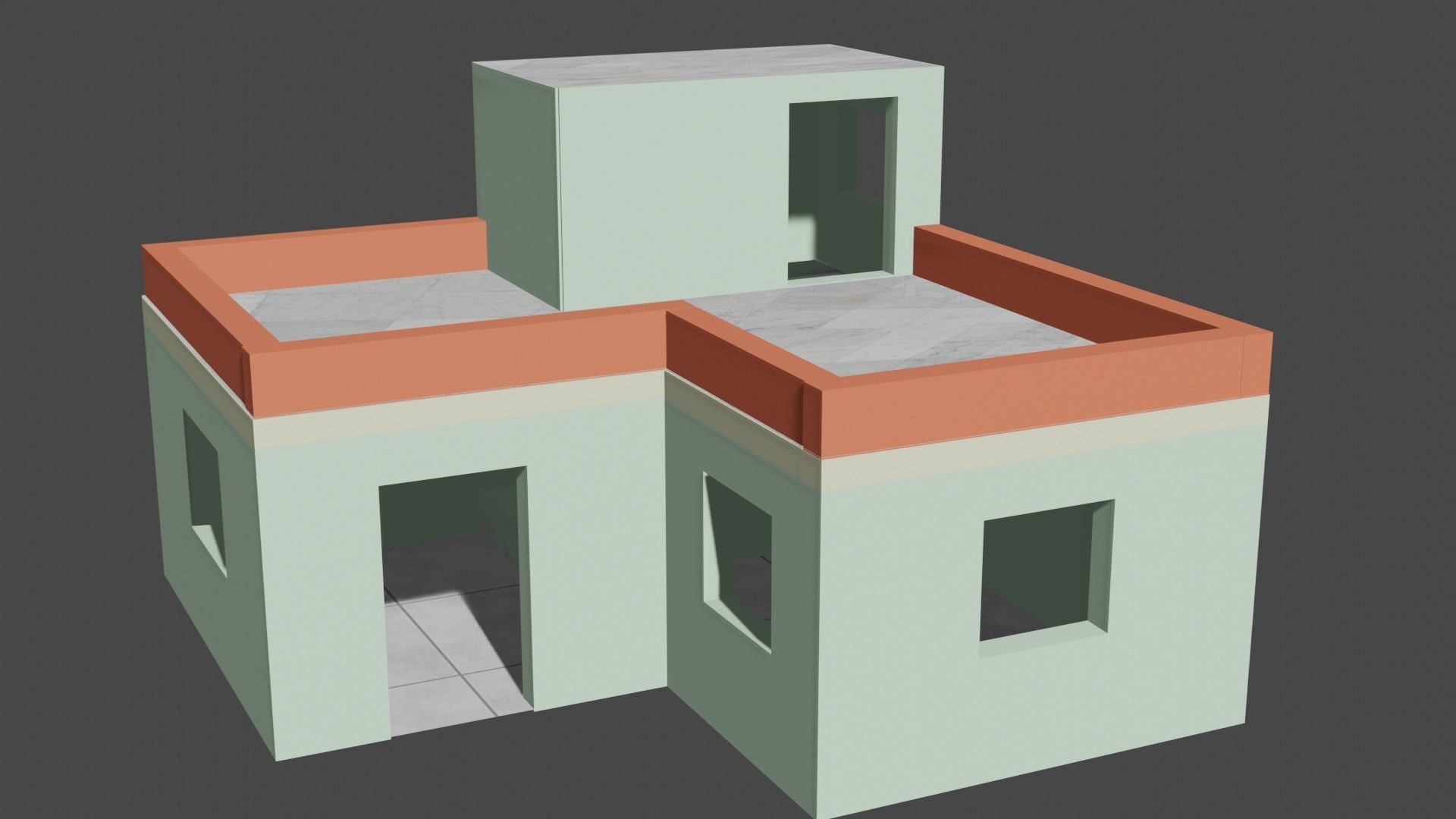 L shape house in Free Fire free 3D model | CGTrader